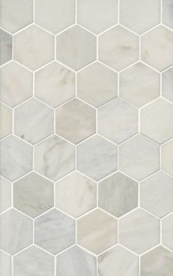 Calacata Evora Polished Hex Marble Mosaic Wall and Floor Tile - 3 in ...