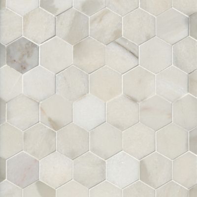 Calacata Evora Honed Hex Marble Mosaic Wall and Floor Tile - 2 in ...