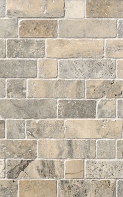 Claros Silver Broken Brick Travertine Wall and Floor Tile - 12 x 12 in ...