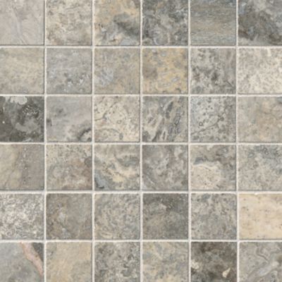 Claros Silver Honed Travertine Wall and Floor Tile - 2 x 2 in. - The ...