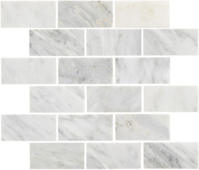 Hampton Carrara Polished Amalfi Marble Mosaic Tile - 12 x 12 in. - The ...