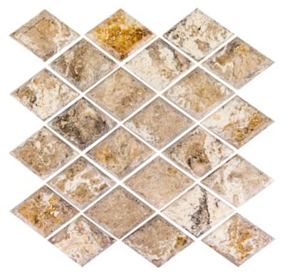 Volcano Diamond Honed Travertine Mosaic Wall and Floor Tile - The Tile Shop