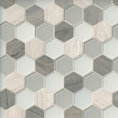 Aspire Hex Ash Glass and Vinyl Mosaic Wall and Floor Tile - 2 in. - The ...