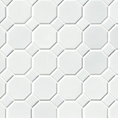 Octagon Matte White Porcelain Mosaic Wall and Floor Tile - The Tile Shop