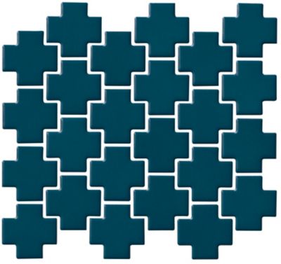 Cross Teal Porcelain Mosaic Wall and Floor Tile - The Tile Shop