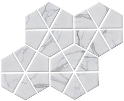 Spoke Snow White Porcelain Mosaic Wall and Floor Tile - The Tile Shop