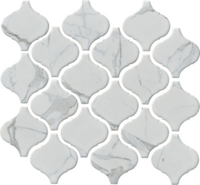 Arabesque Snow White Porcelain Mosaic Wall and Floor Tile - 11 x 12 in ...