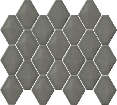 Diamond Dark Grey Gloss Ceramic Mosaic Wall Tile - The Tile Shop