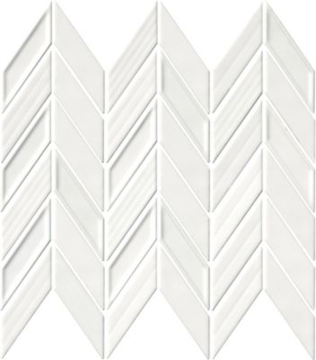 Chevron White Gloss Ceramic Mosaic Wall Tile - The Tile Shop