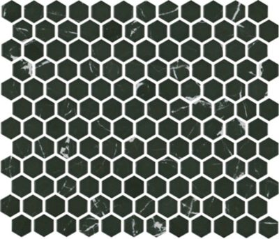 Nero Marquina Matte Hex Porcelain Mosaic Wall and Floor Tile - 1 in ...