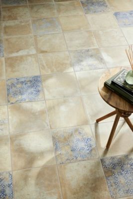 Antigua Deco Beige Porcelain Wall and Floor Tile - 13 x 13 in. - The ...