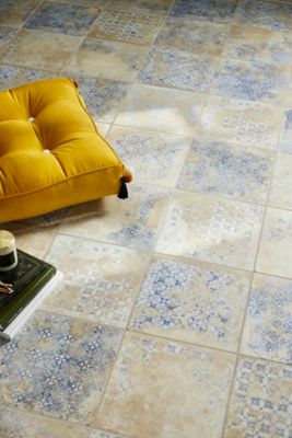 Antigua Deco Beige Porcelain Wall and Floor Tile - 13 x 13 in. - The ...