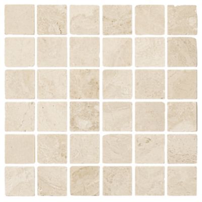 Queen Beige Tumbled Marble Mosaic Wall and Floor Tile - 2 in. - The ...