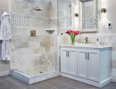 Bianco Carrara Pol Curb Marble Floor Tile - 6.6 x 60.96 in. - The Tile Shop