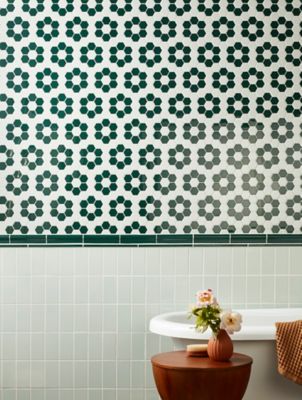 Imperial Kelly Green Gloss Hex Ceramic Mosaic Wall and Floor Tile - 2 ...