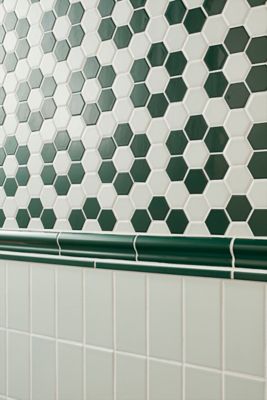 Imperial Kelly Green Gloss Hex Ceramic Mosaic Wall and Floor Tile - 2 ...