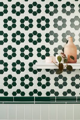 Imperial Kelly Green Gloss Hex Ceramic Mosaic Wall and Floor Tile - 2 ...