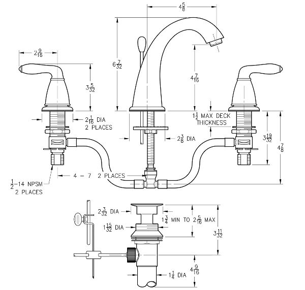 Brushed Nickel Serrano LG49-SR0K 2-Handle 8" Widespread Bathroom Faucet ...