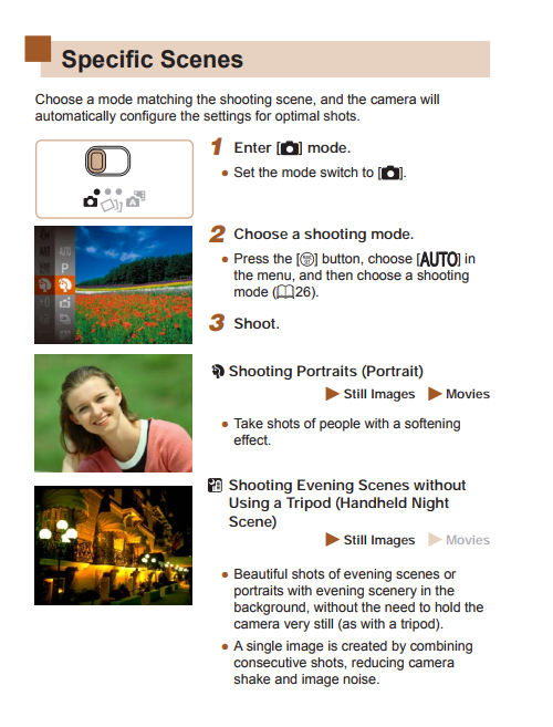 PowerShot ELPH 350 HS - Selecting a Shooting mode