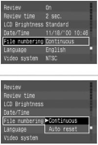 How the differing file numbering methods work on the EOS D30