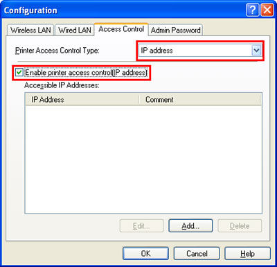 Setting IP address filtering (Windows)