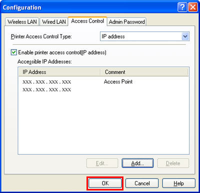 Setting IP address filtering (Windows)