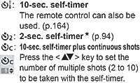 How to select and set the self-timer mode on the EOS Digital Rebel XSi