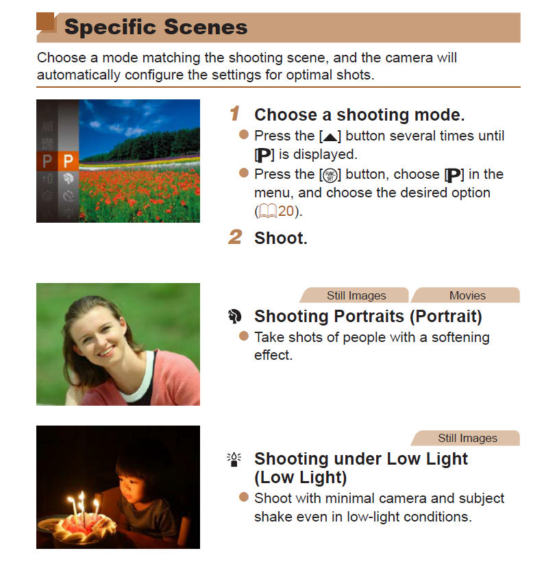 How to select Specific Scenes (PowerShot ELPH 190 IS)