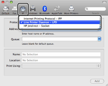 Adding a Printer using a TCP/IP Connection (Mac Driver V2.43)