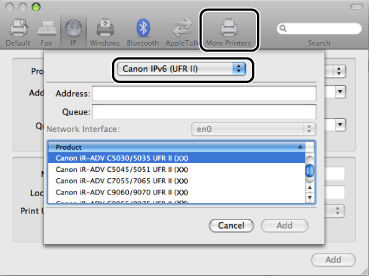 Adding a Printer using a TCP/IP Connection (Mac Driver V2.43)