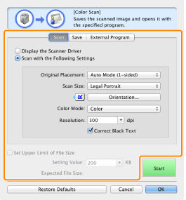 Scanning with the MF Toolbox (DPIS Mac Scanner Driver V2.0)
