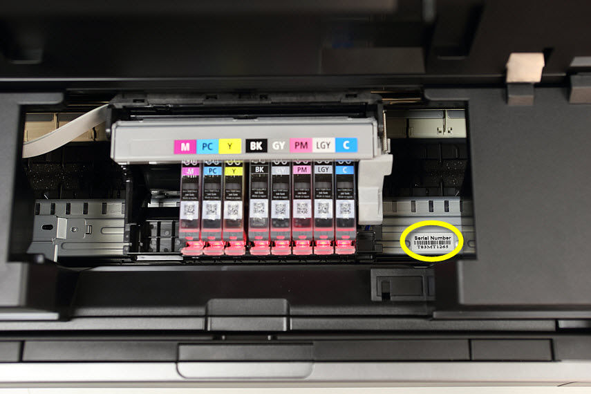 Ink Tank Configuration and Serial Number Location - PRO-100