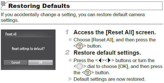 Restoring Default Settings
