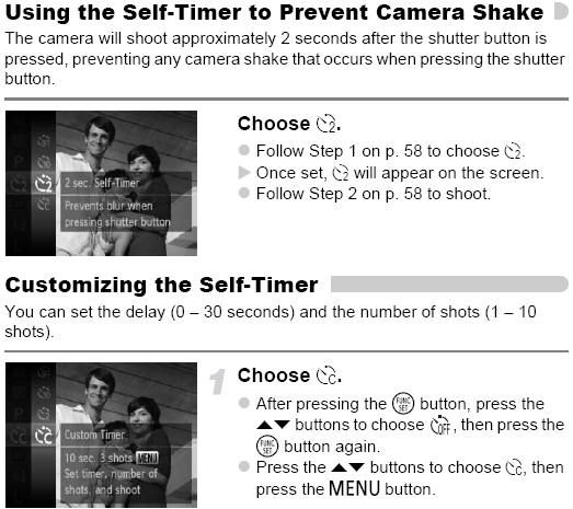 Using the Self-Timer to Prevent Camera Shake