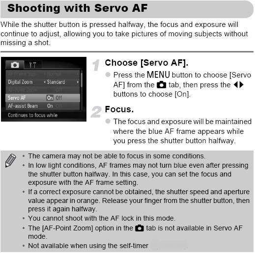 Shooting with Servo AF