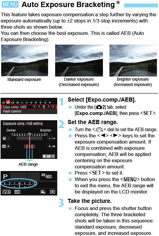 Setting Auto Exposure Bracketing