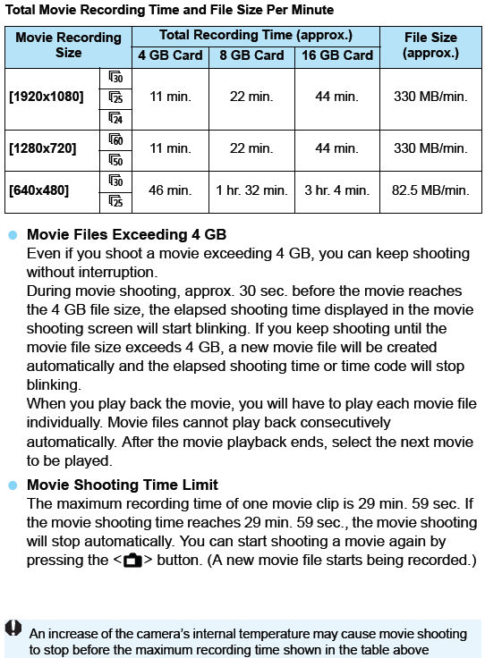 Setting the Movie Recording Size