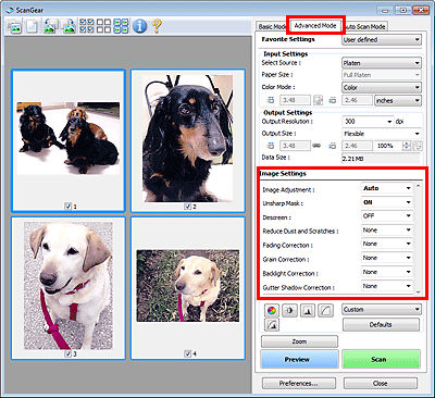 Correcting Images and Adjusting Colors with ScanGear (Scanner Driver)