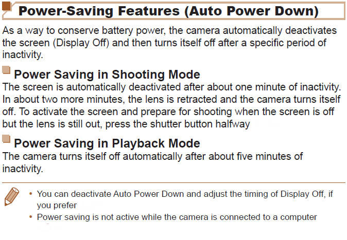 Power-Saving Features (Auto Power Down)