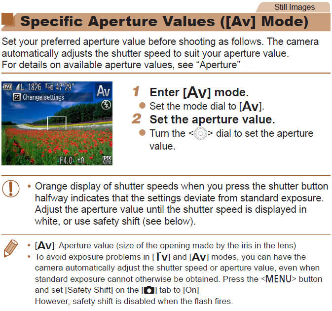 Shooting at a Specific Aperture Value ([Av] Mode)