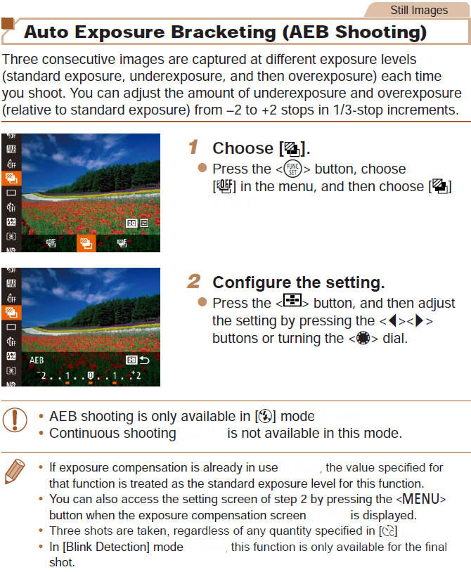 Auto Exposure Bracketing (AEB Shooting)