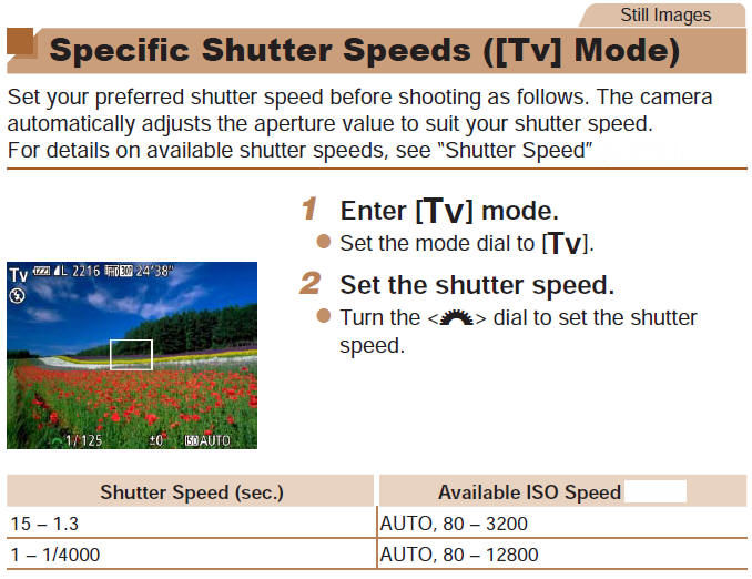 Shooting at a Specific Shutter Speed ([Tv] Mode)
