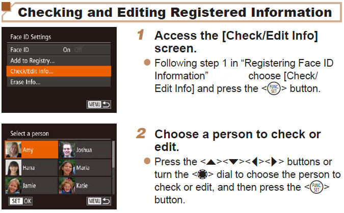 Checking and Editing Registered Face ID Information
