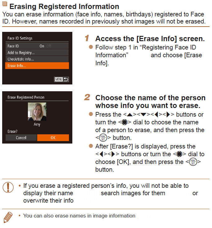 Checking and Editing Registered Face ID Information