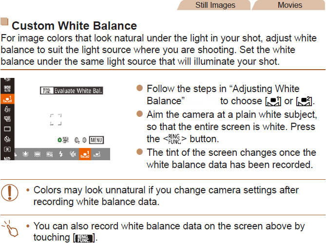 Setting a Custom White Balance