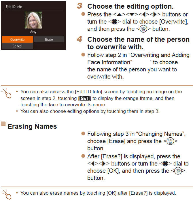 Editing Face ID Information - Changing Names