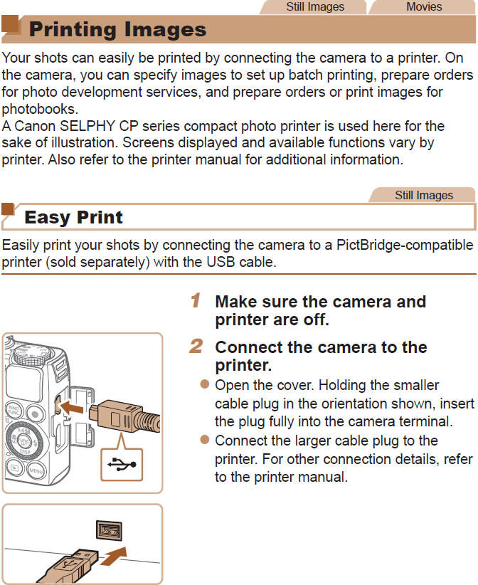 Printing Images - Easy Print PictBridge