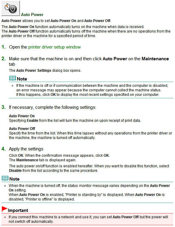 How to set Auto Power down