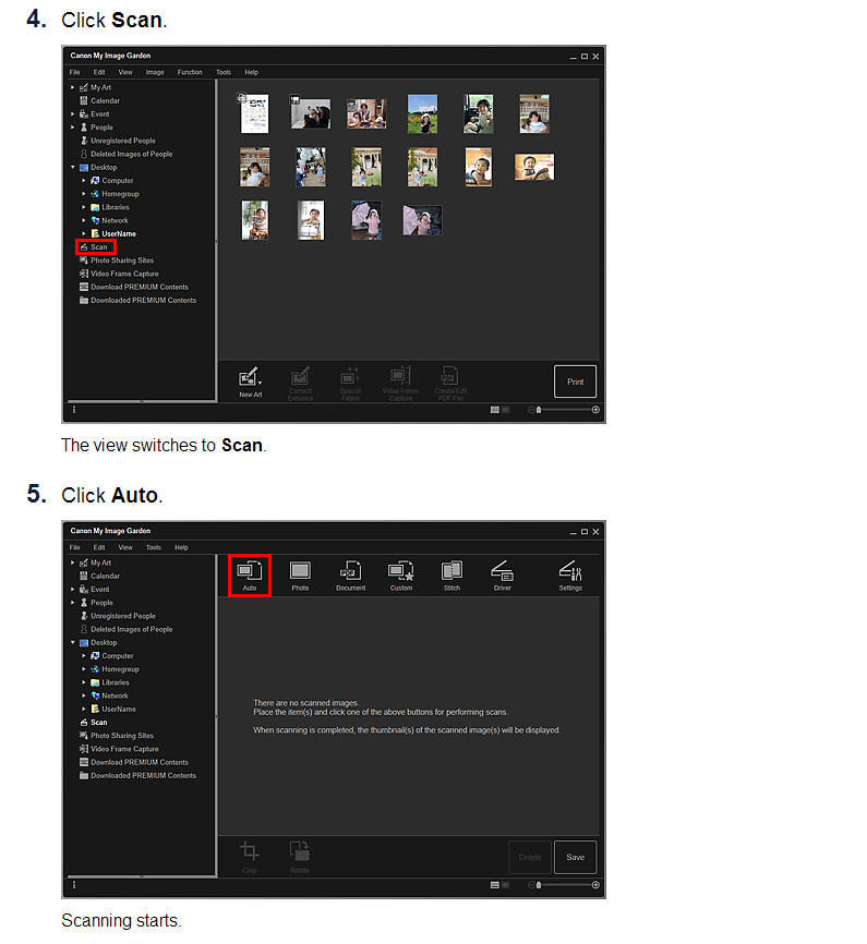 Easy Scanning with Auto Scan (My Image Garden)