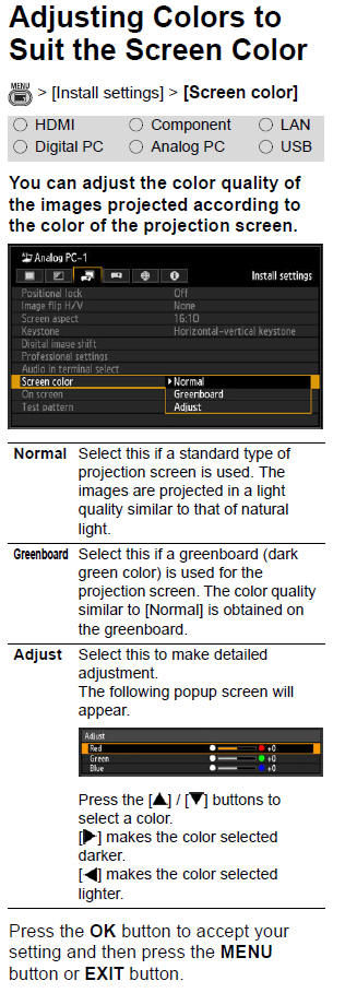 Adjusting Colors to Suit the Screen Color